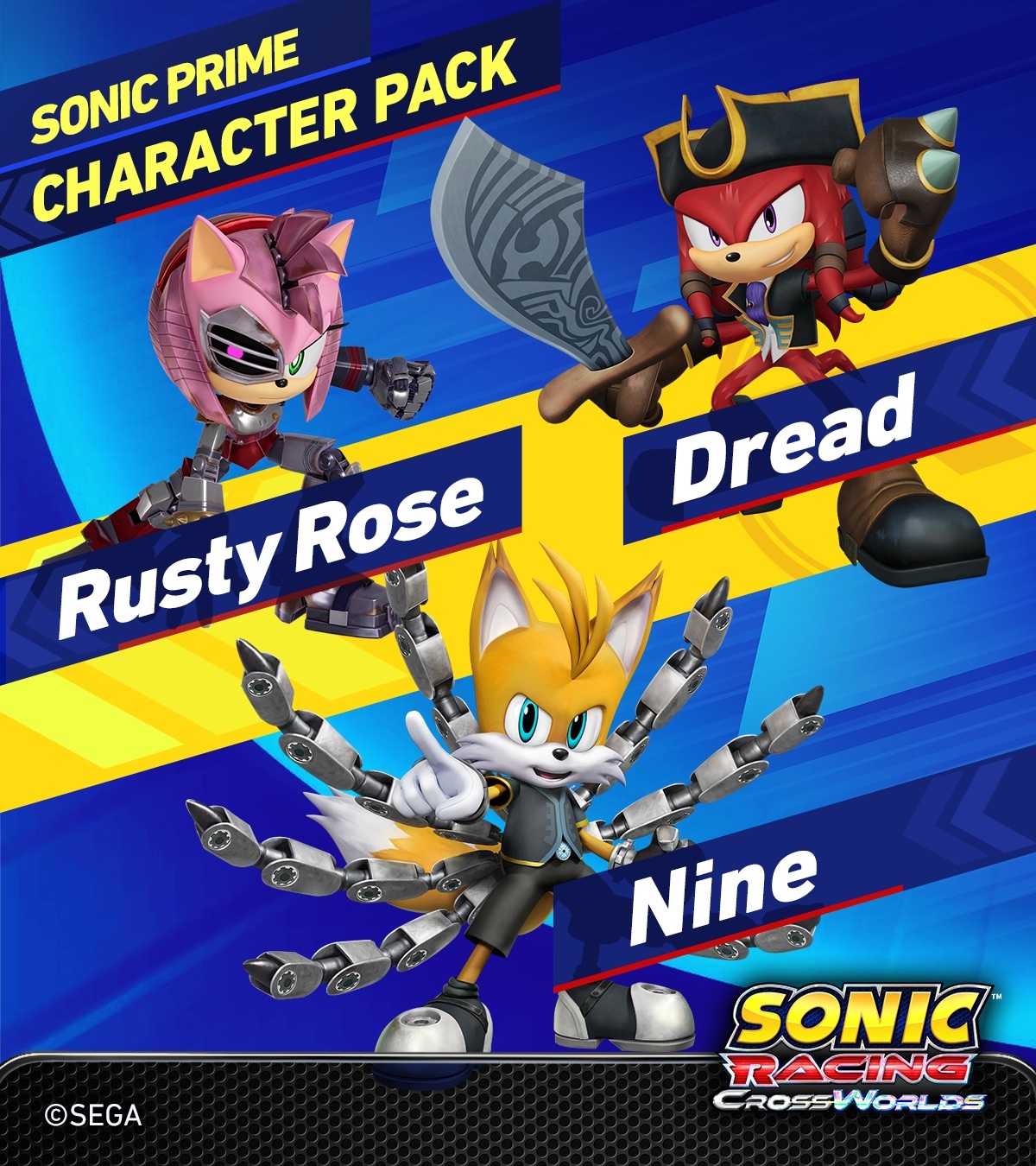 Dai un'occhiata al pacchetto personaggi di Sonic Prime per Sonic Racing ...