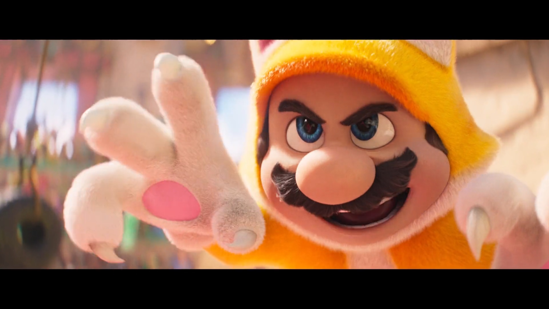 The Super Mario Bros. Movie trailer ride del costume da gatto