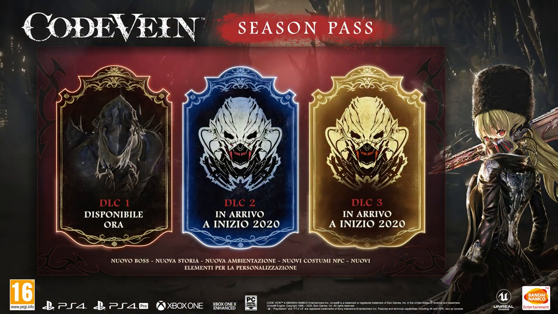 Code Vein: disponibile dil DLC Hellfire Knight